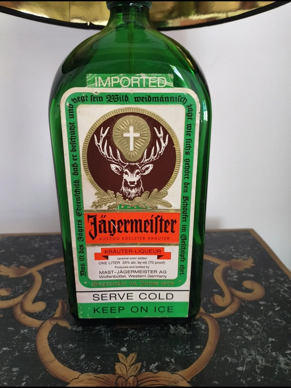 Jagermeister | Dining | Jagermeister Green Bottle Lamp With Black And ...